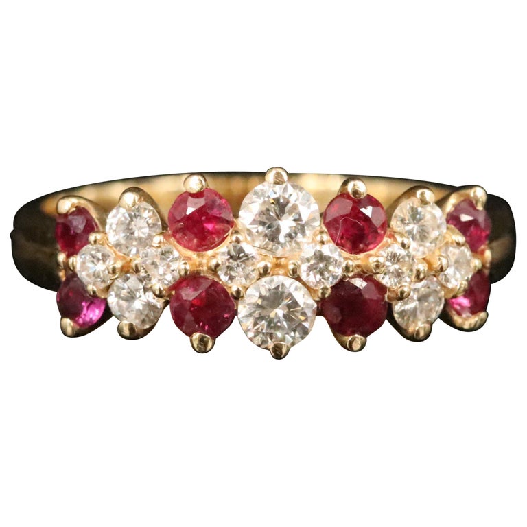 Customizable Art Deco Vintage Ruby Diamond Wedding band, Victorian Ruby ...