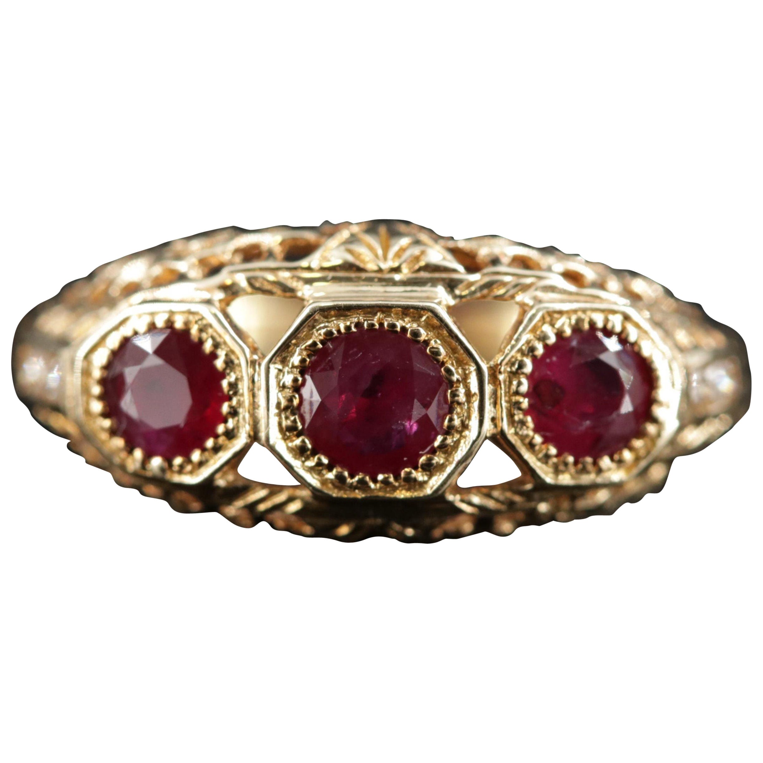 Customizable Victorian Ruby Yellow Gold Wedding Band Art Deco Ruby ...