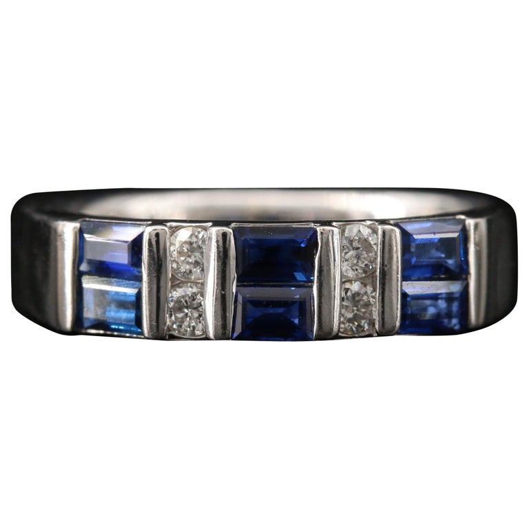 Customizable Unique Minimalist Sapphire Diamond Wedding band Vintage Diamond Cluster Ring For ...