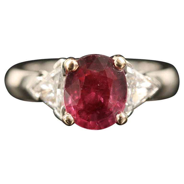 Customizable 2 Carat OvalCut Ruby Engagement Ring Three Stone White ...