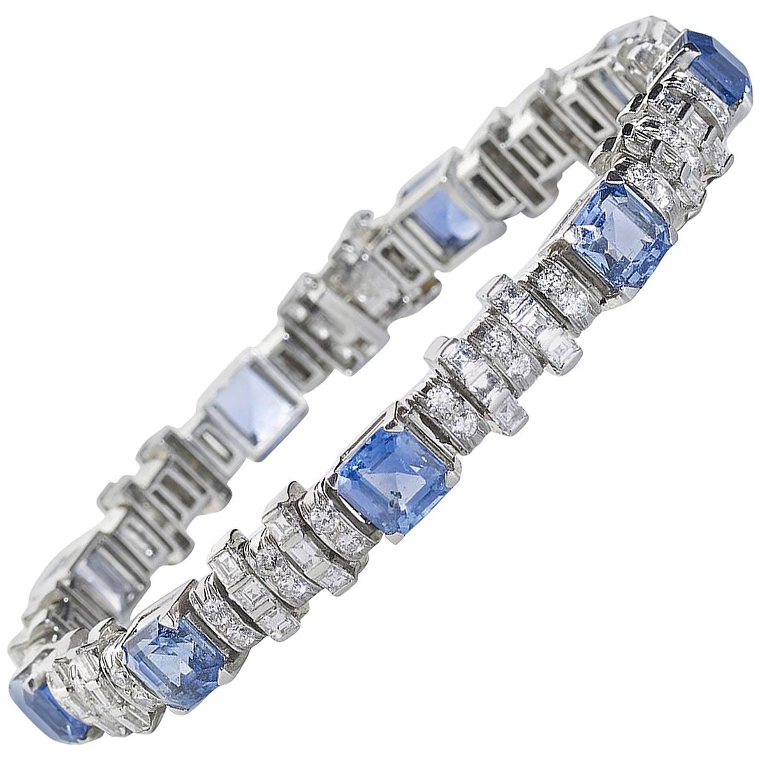 Oscar Heyman Sapphire Diamond Platinum Bracelet For Sale at 1stdibs Oscar Heyman Sapphire Diamond Platinum Bracelet For Sale at 1stdibs