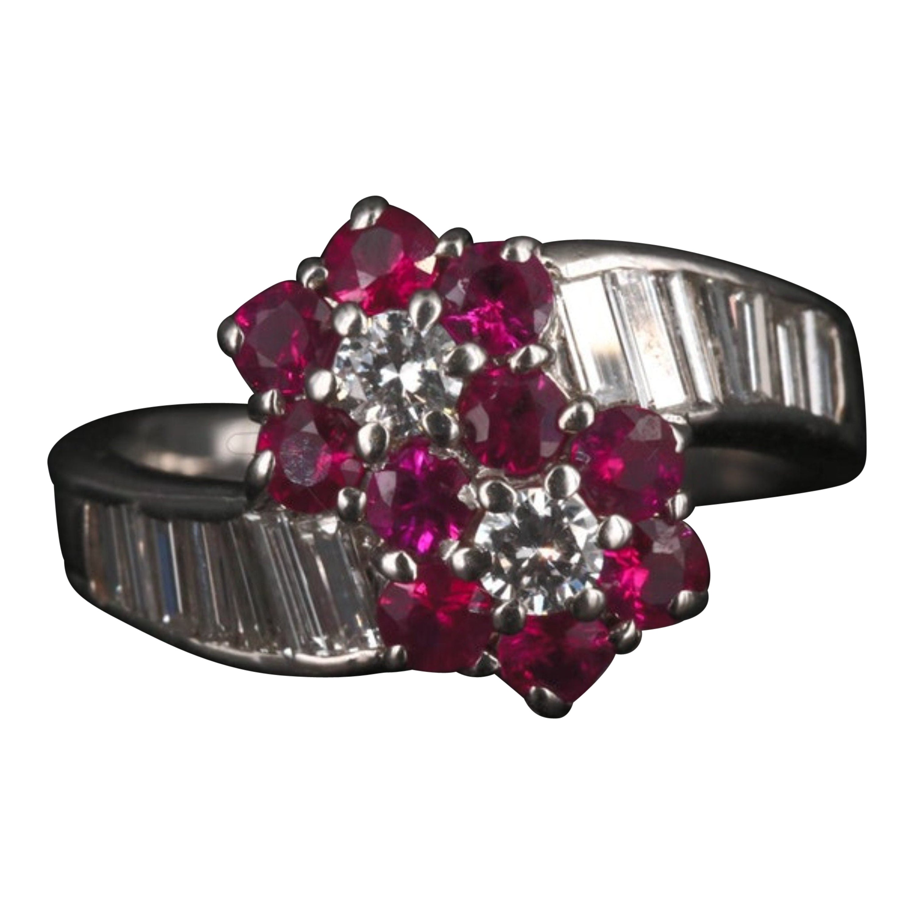 Customizable 16 Carat Antique Floral Ruby Diamond Engagement Ring Gold Ruby Wedding Ring For