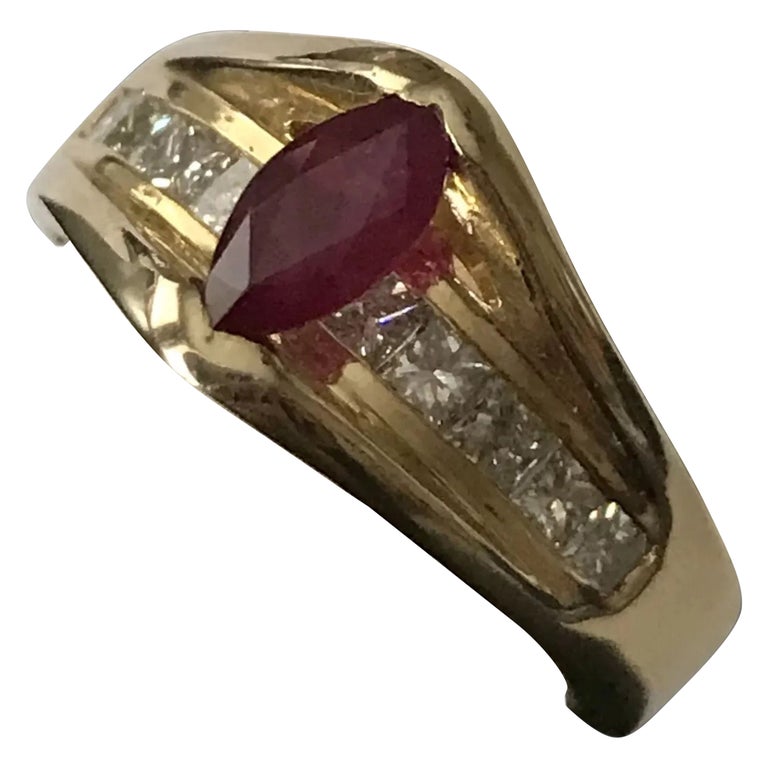 Customizable 2.6 Carat Marquise Cut Ruby Diamond Engagement Ring ...