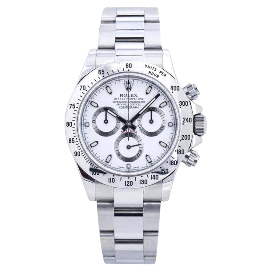 Rolex Daytona Stainless Steel White Dial Watch 116520 at 1stDibs ...