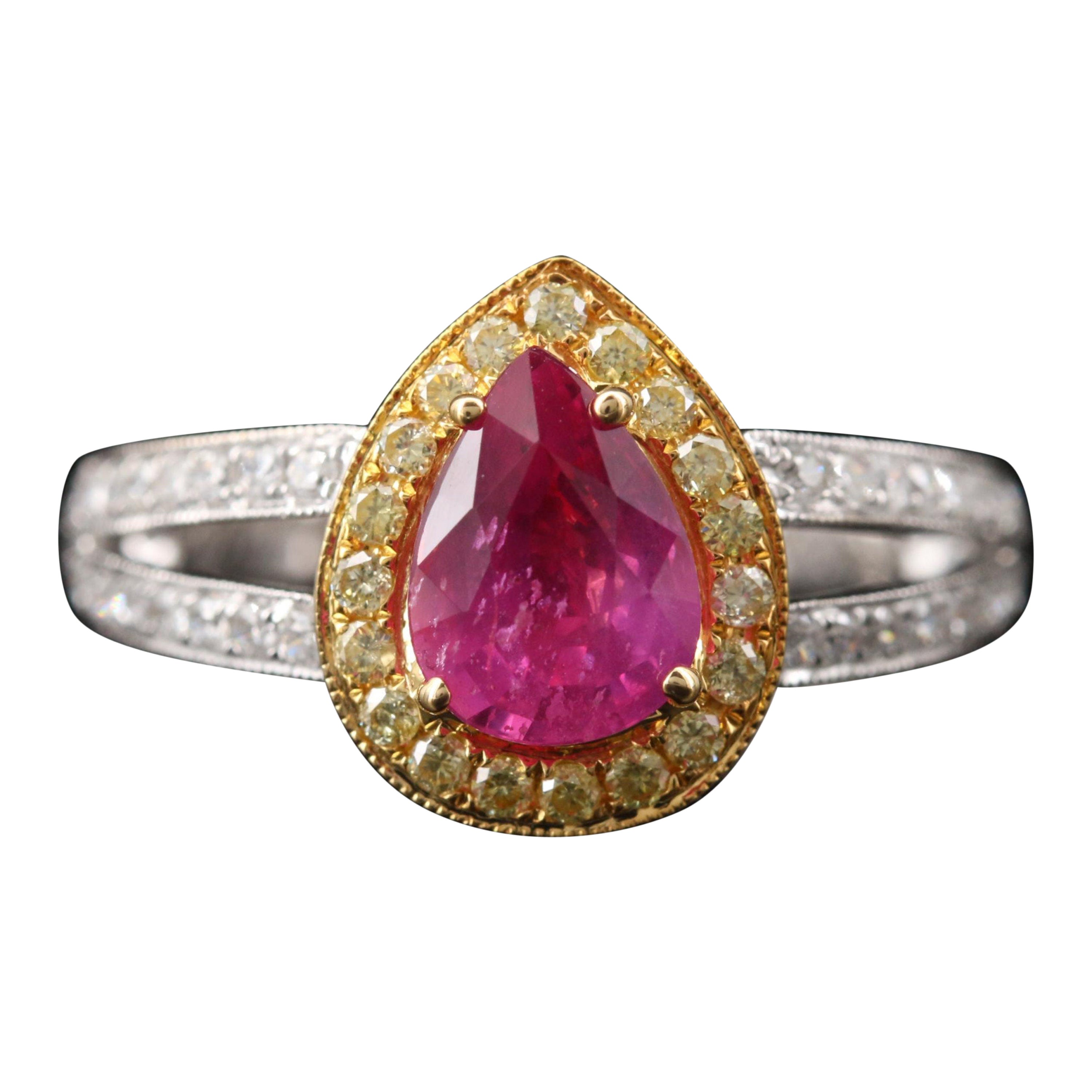 Vintage, 18 Carat White Gold, Ruby and Diamond Ring at 1stDibs | 18ct ...