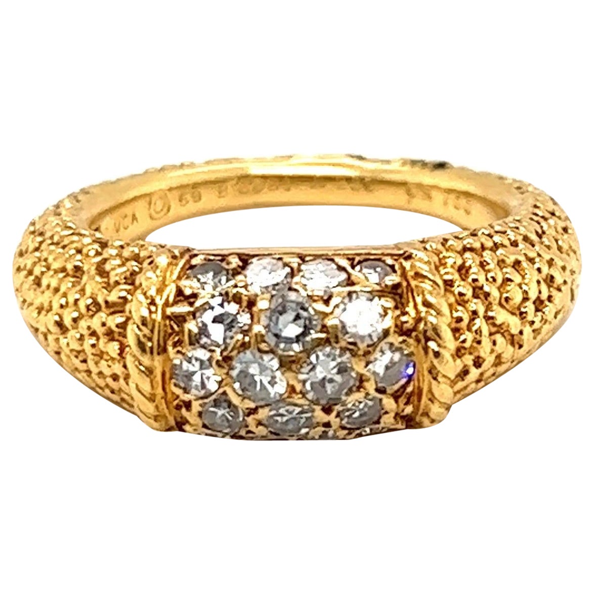 Van Cleef and Arpels 18 Karat Yellow Gold Diamond and White Coral ...