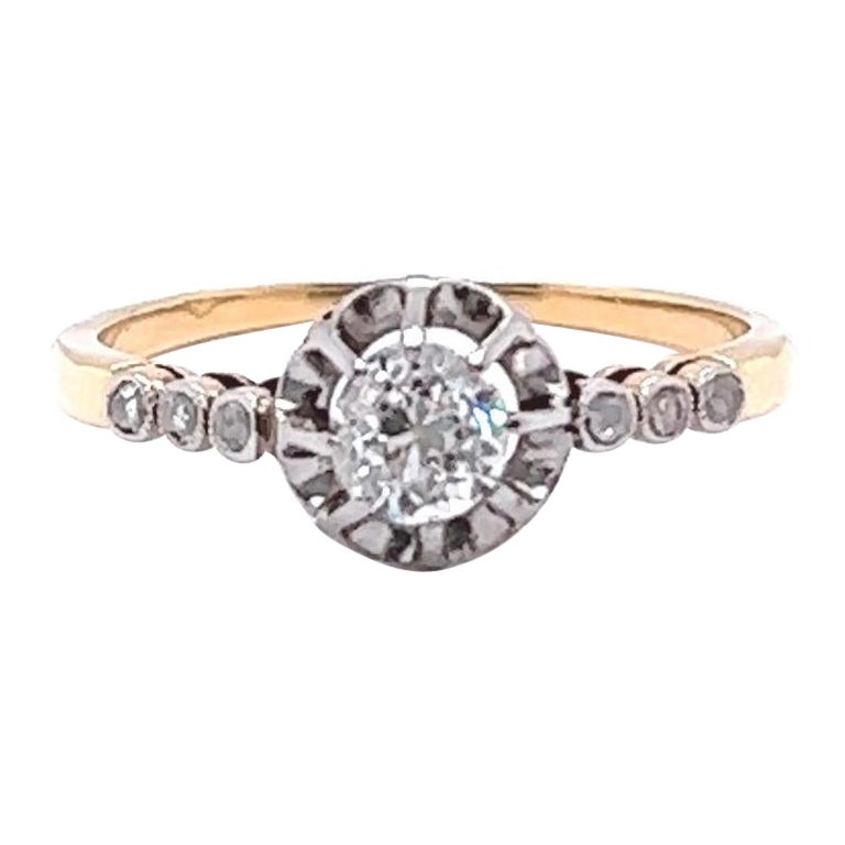 Antique French Diamond Platinum 18 Karat Yellow Gold Buttercup ...