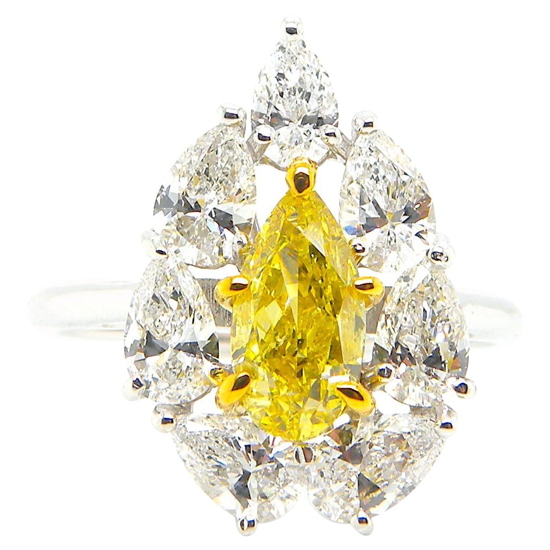 GIA Certified 1.01 Carat Fancy Yellow, Pink and White Diamond Ring For ...