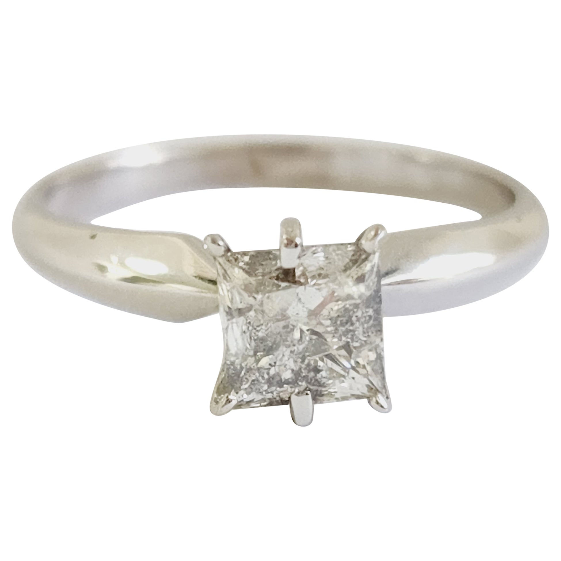 GIA 1.00 Carat Princess Cut Natural Diamond White Gold Ring 14K ...