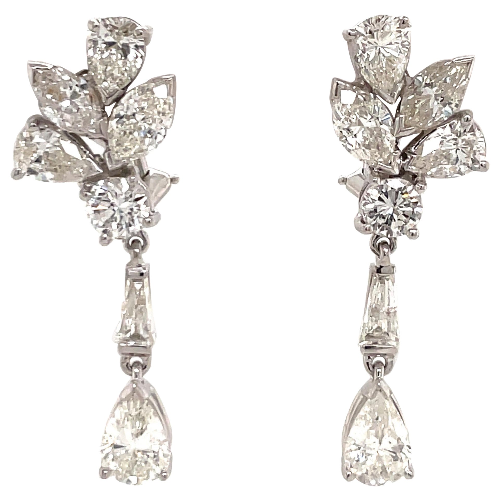 Diamond Cluster Drop Stud Earrings at 1stDibs