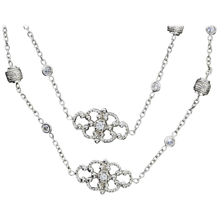 Penny Preville Diamond Gold Open Scroll 34 Inch Signature Chain at 1stDibs