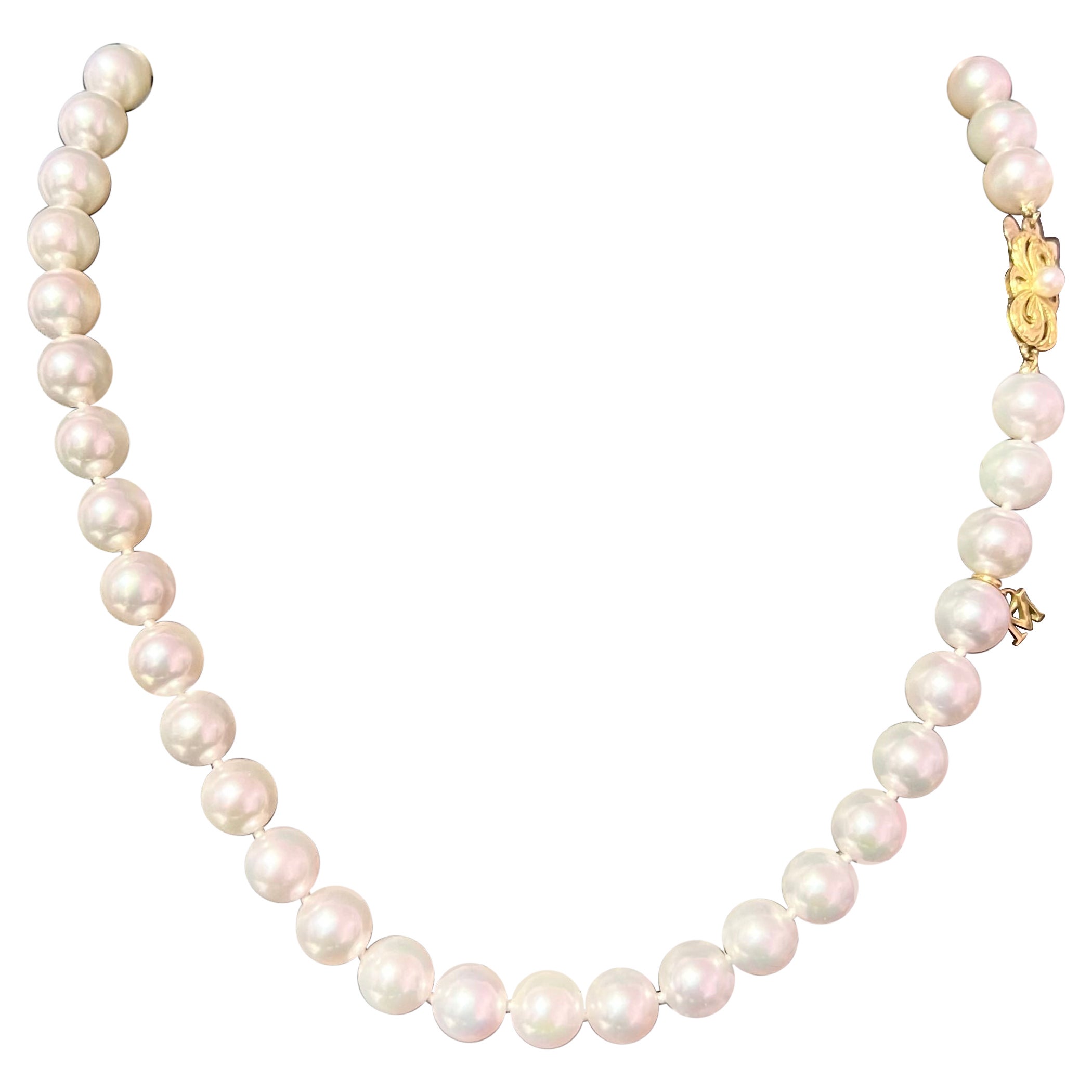 Mikimoto Cultured Akoya 10mm Pearl Gold 40 inch Long Necklace at ...