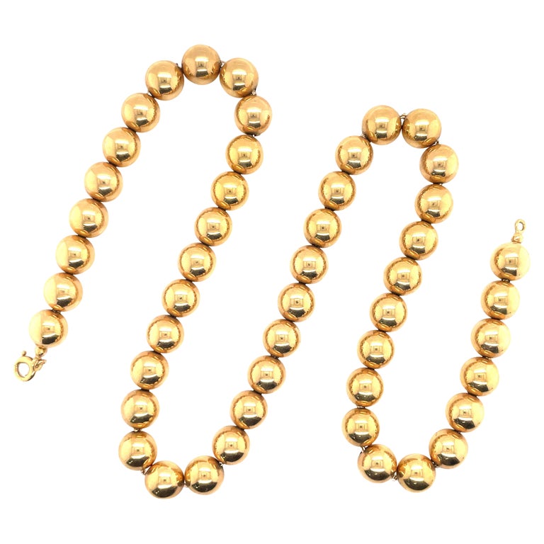 18 Karat Yellow Gold Ball Motif Necklace 21.5 Grams at 1stDibs