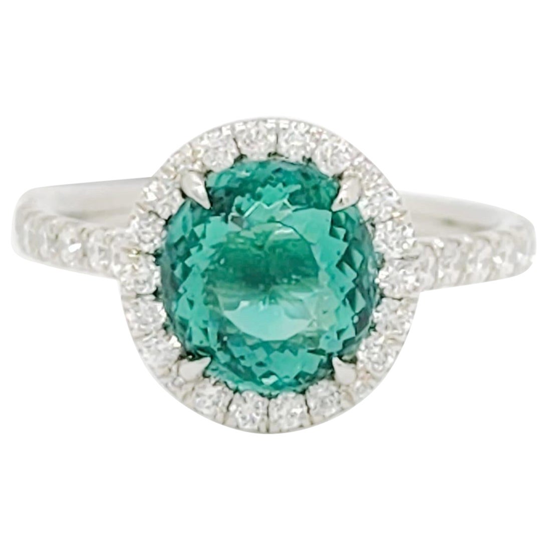 Unique Indiculite Brazilian Paraiba Diamond Platinum Ring at 1stDibs