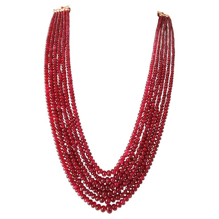 Burmese Red Spinel No Heat Beads Necklace at 1stDibs