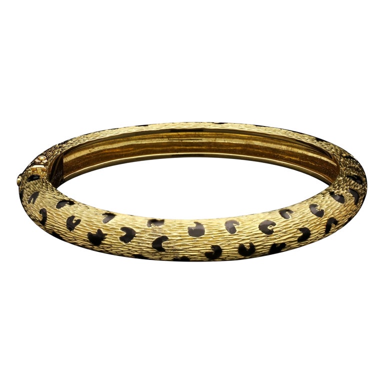 Fred Paris An ‘Ombre Feline’ Gold And Black Enamel Hinged Bangle Circa ...