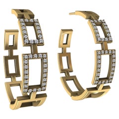14 Karat Yellow Gold Seven Rectangle Hoops For Sale at 1stDibs