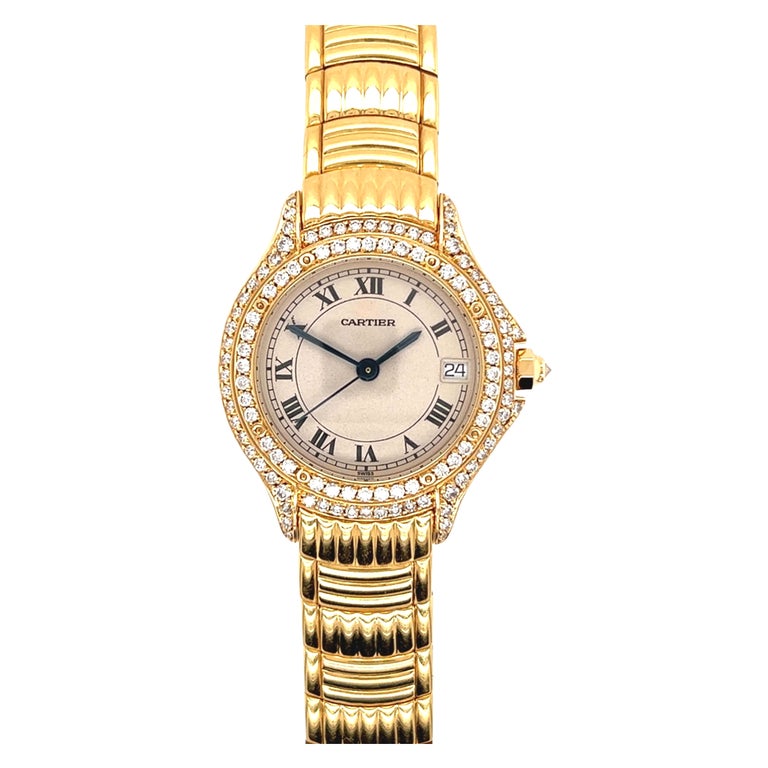 Cartier Gold and Diamond "Cougar" Watch For Sale at 1stDibs