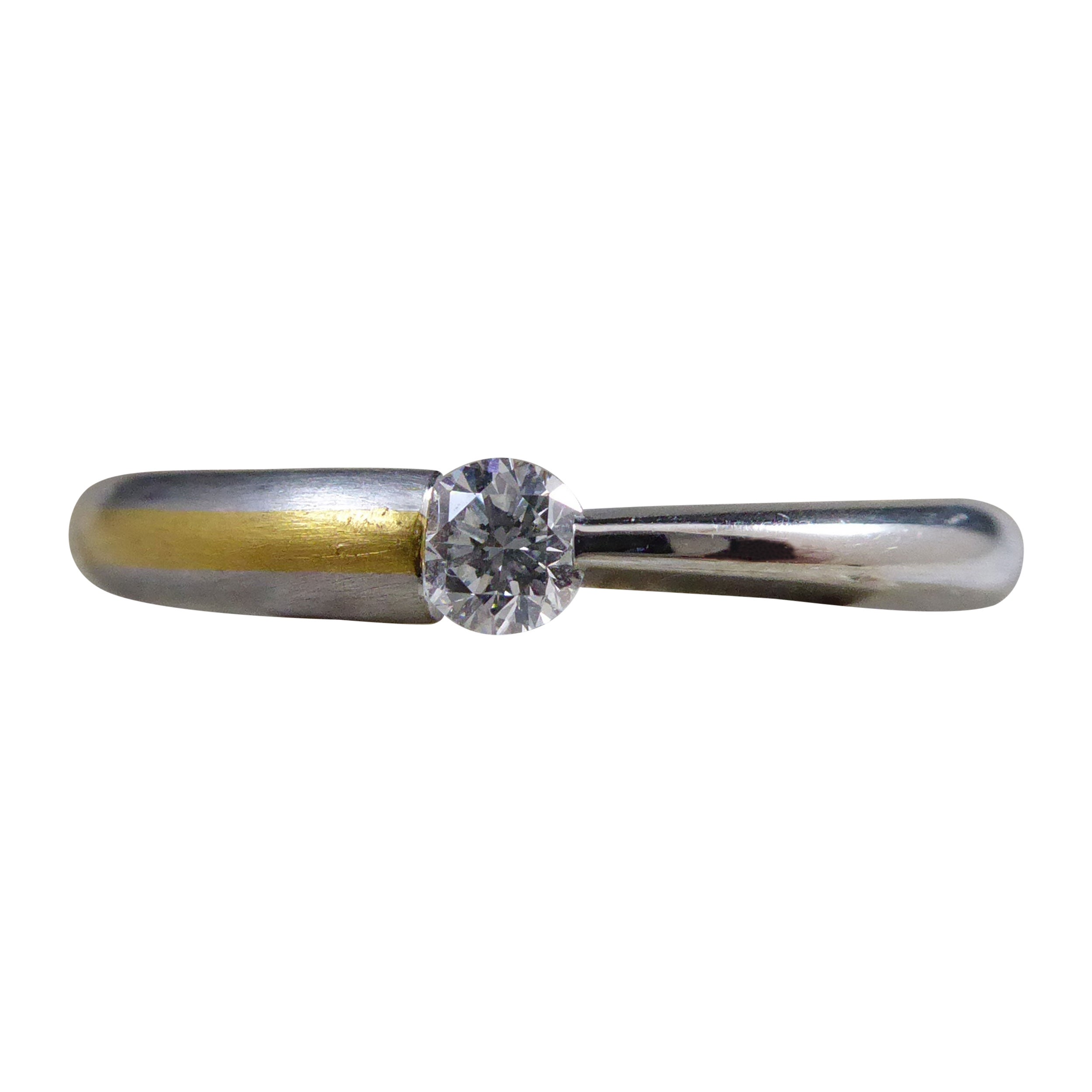 Contemporary Diamond Solitaire Ring in 9 Carat Rose Gold Design at 1stDibs