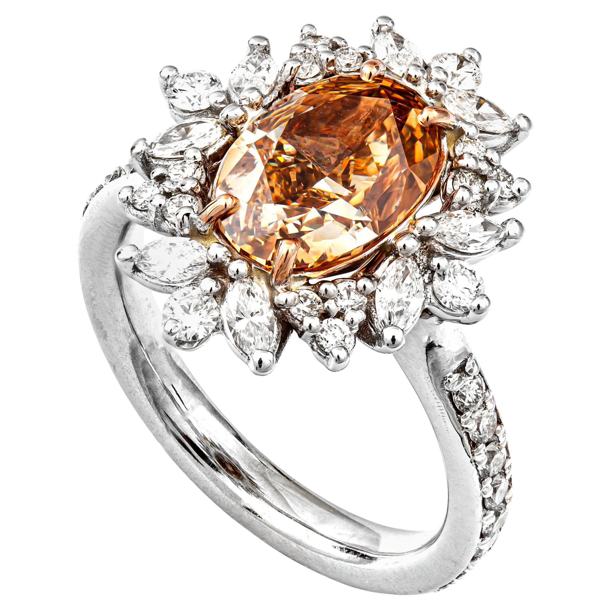 Natural Heart Brilliant Fancy Deep Yellowish Brown Diamond Ring For ...