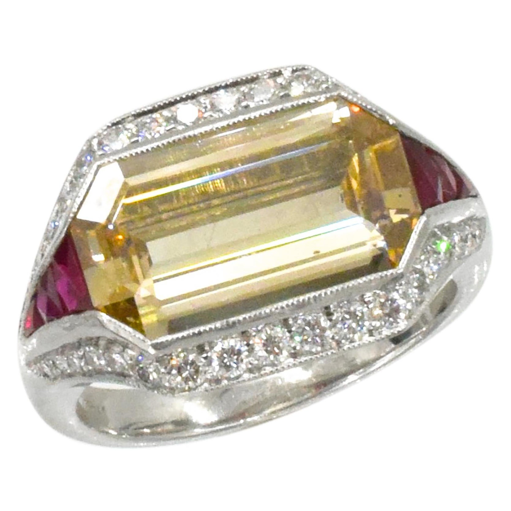 Ravishing Ruby and Champagne Diamond Target Ring in Platinum For Sale ...