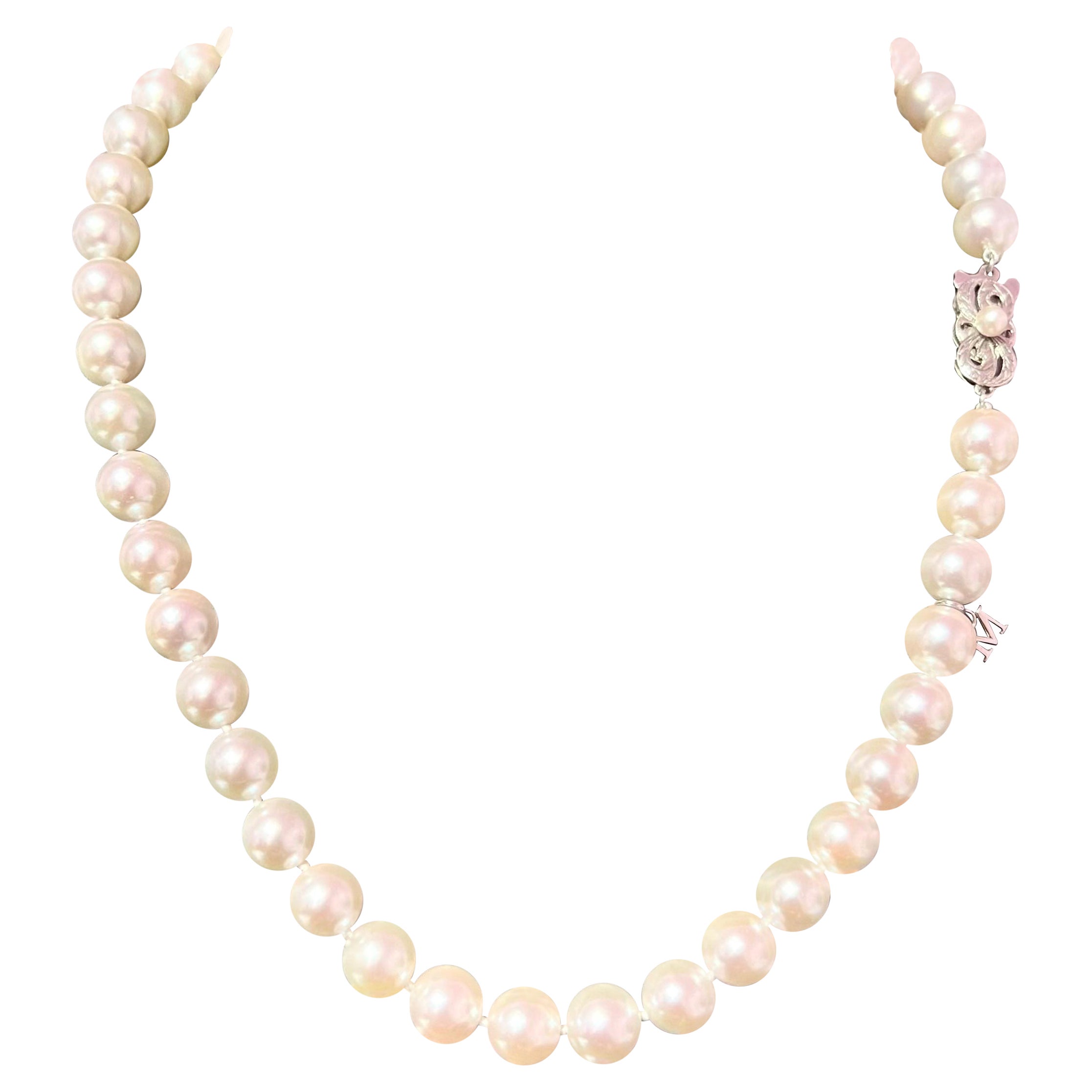 Mikimoto Cultured Akoya 10mm Pearl Gold 40 inch Long Necklace at ...