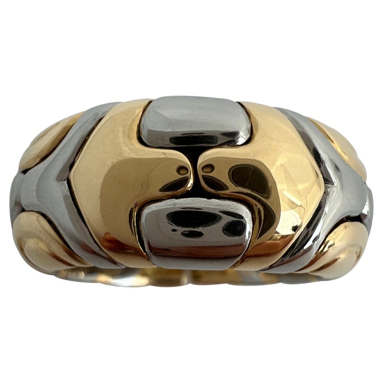 Very Rare Vintage Bvlgari Alveare 18k Yellow Gold and Steel Spring Wide ...