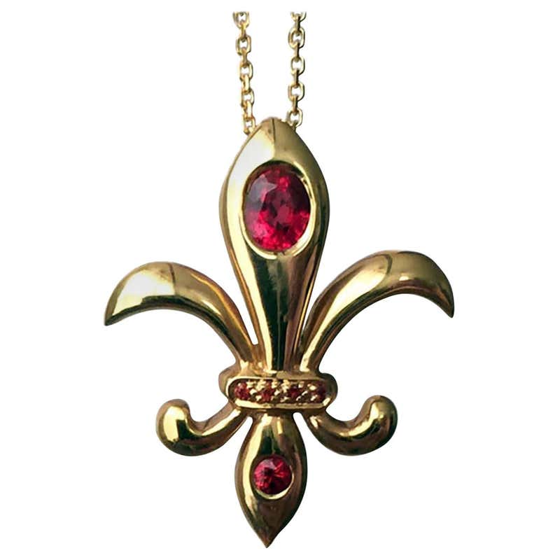 Diamond Gold Fleur De Lis Pendant At 1stdibs