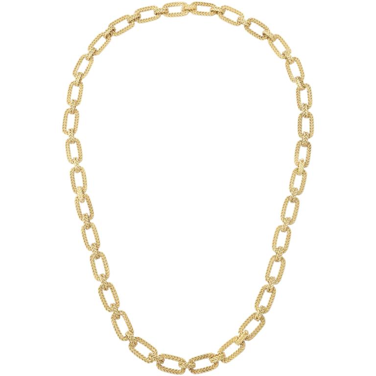Gold Bar and Rope Chain Necklace of Variable Length For Sale at 1stdibs