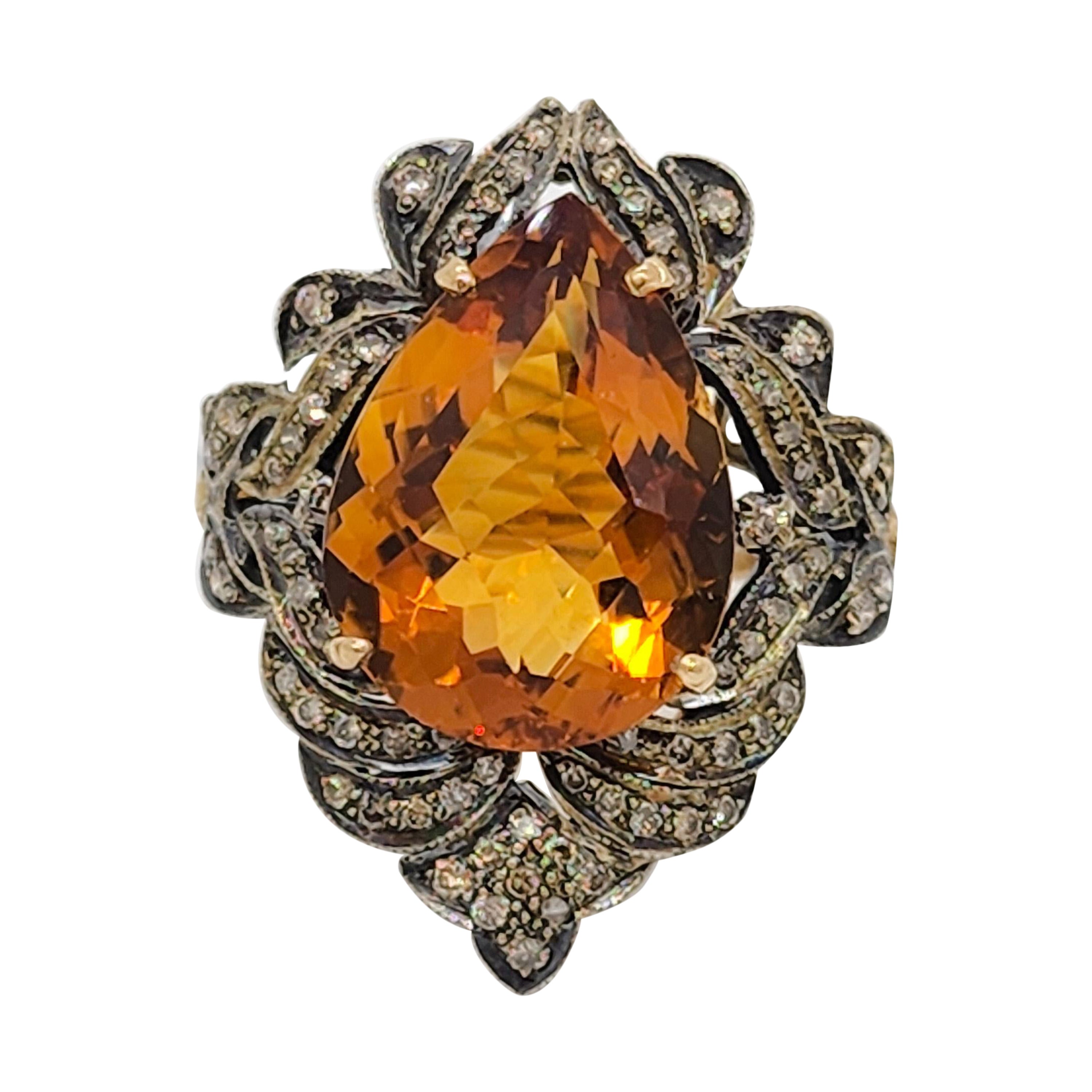Large Lemon Citrine Pear shaped Cocktail Ring at 1stDibs