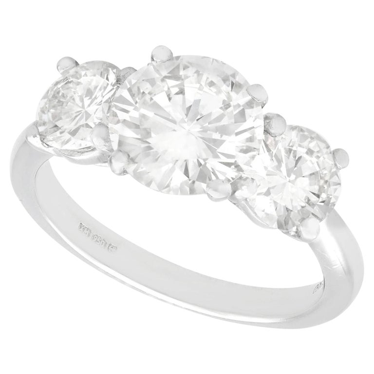 Vintage 3.39 Carat Diamond and Platinum Trilogy Ring For Sale at 1stDibs
