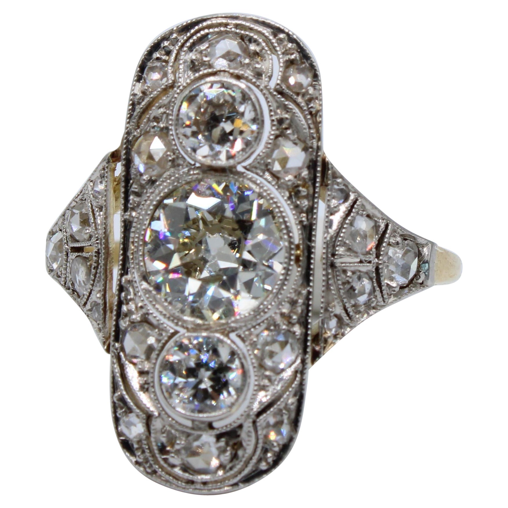 Antique Edwardian Diamond Gold Cluster Ring at 1stDibs