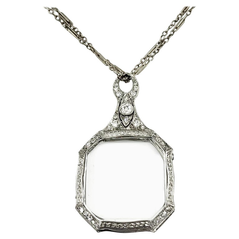 Art Deco Platinum Diamond Tri-Fold Lorgnette with a Long White Gold ...