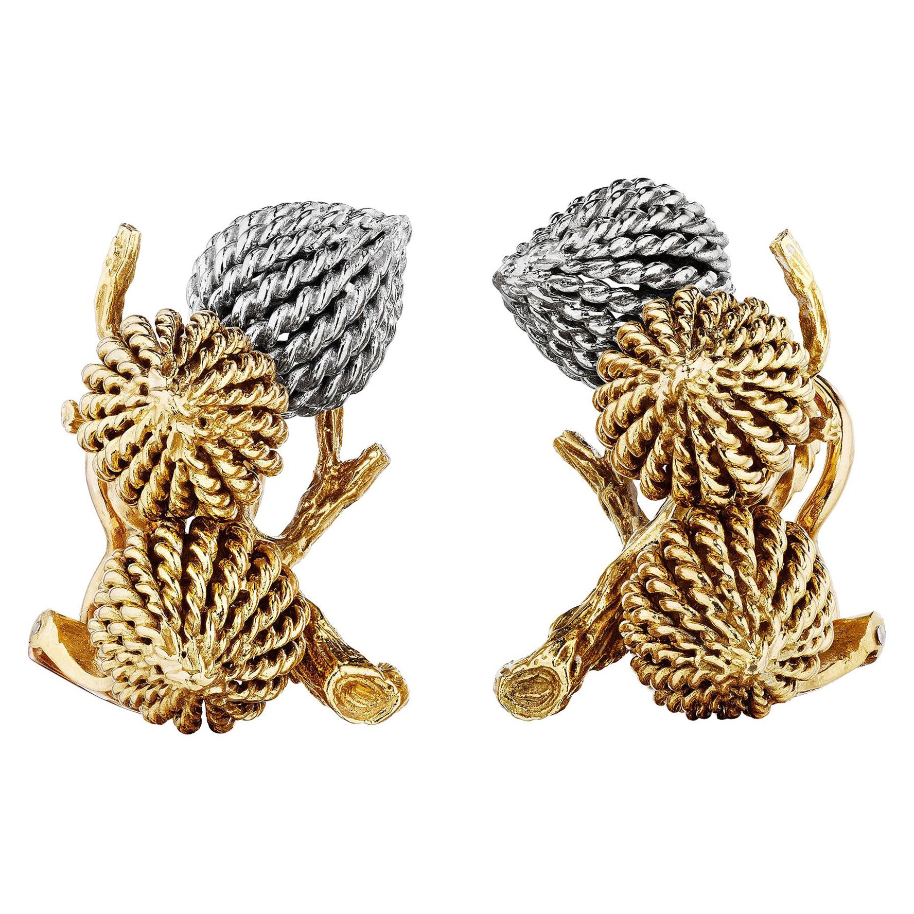 Pierre Sterlé, Paris 18 Karat Gold Clip-On Earrings For Sale at 1stDibs