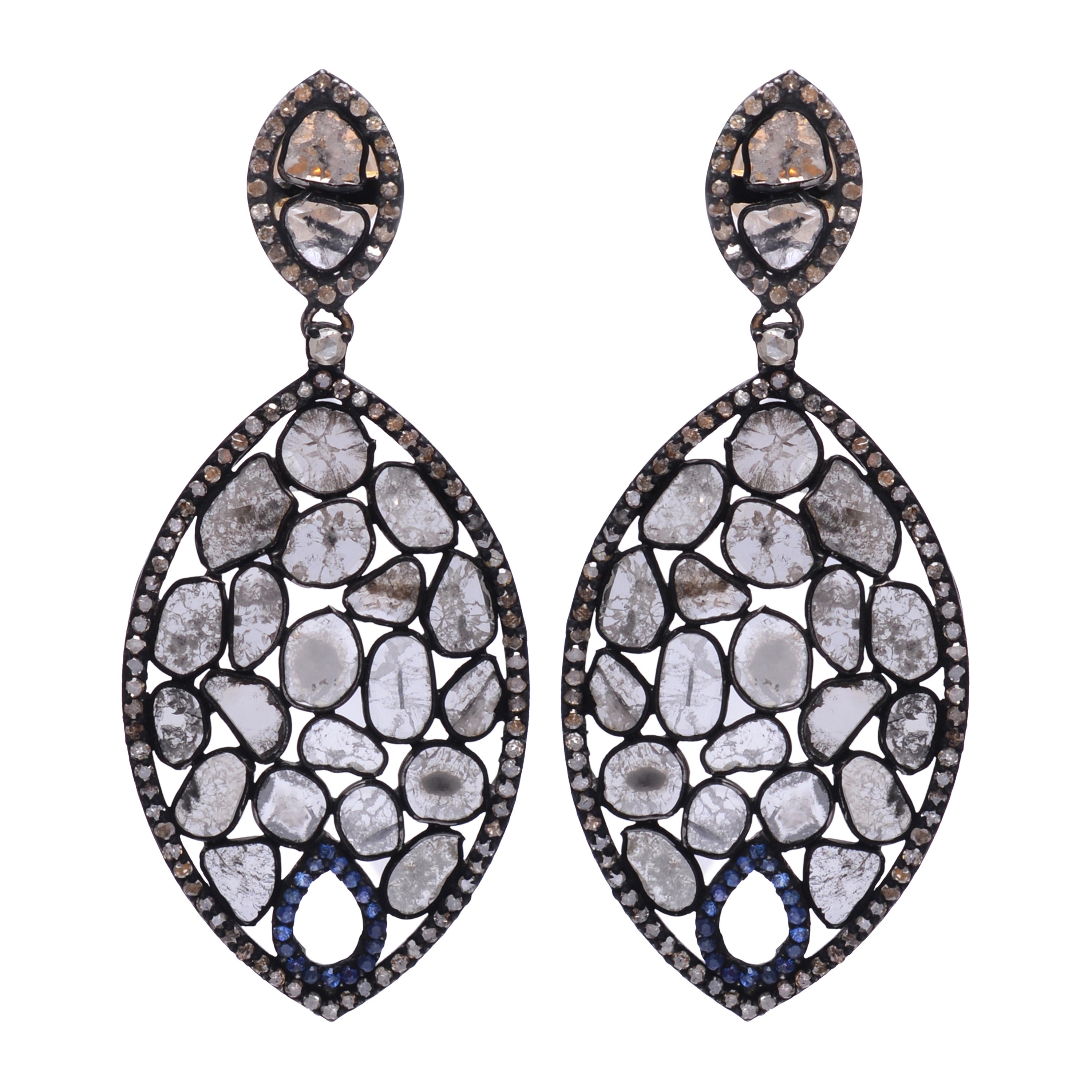 925 Sterling Silver Push Back Earrings with 50.51 Carat Dusee For Sale ...