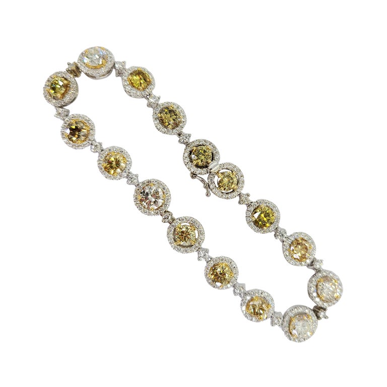 Platinum Natural Fancy Colored Diamond Bracelet For Sale at 1stDibs