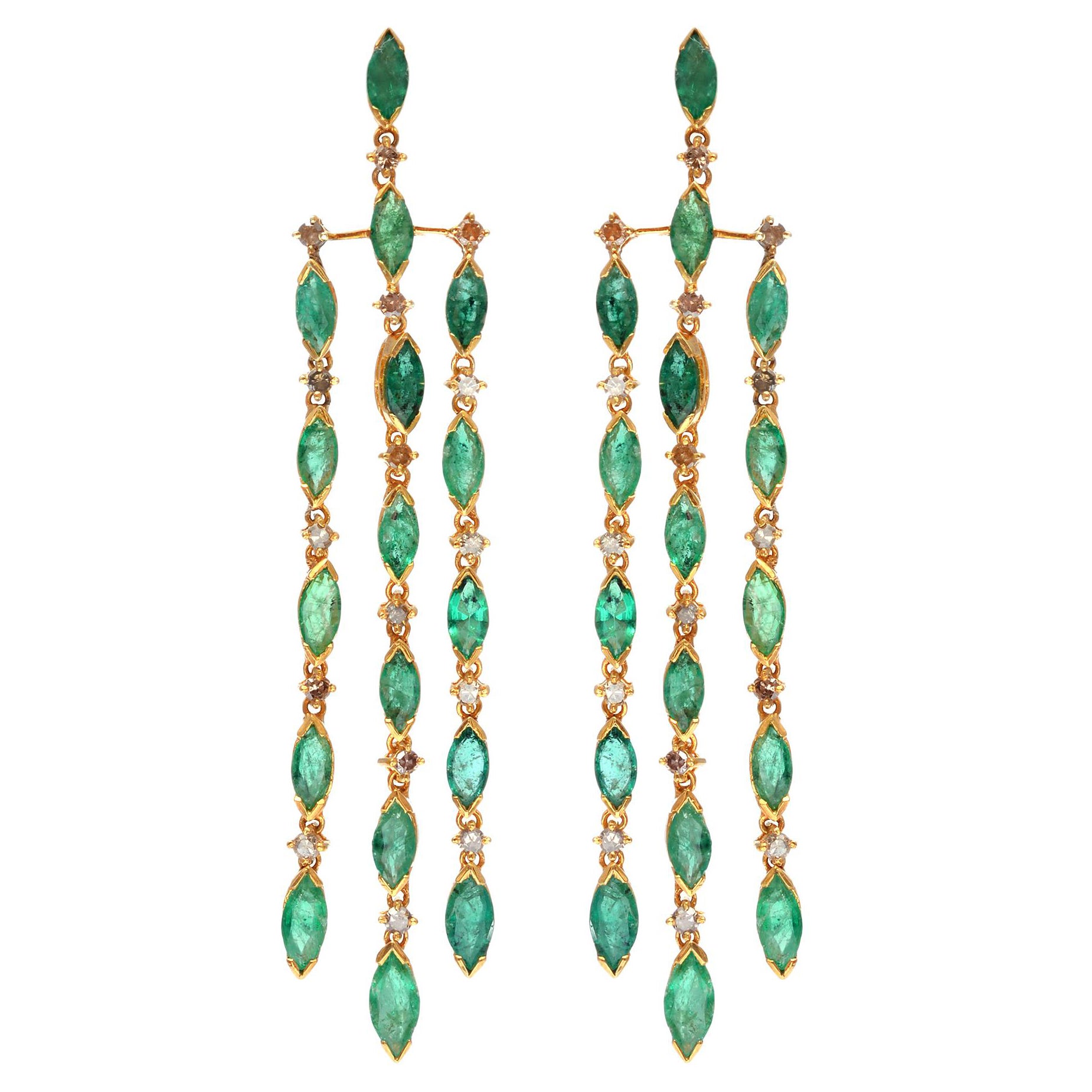 925 Sterling Silver Push Back Earrings with 16.01 Carat Emerald For ...