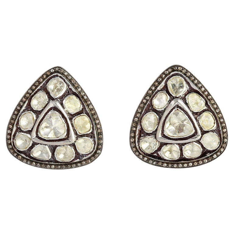 925 Sterling Silver PUSH BACK Earrings with 2.95 carat Diamond For Sale ...