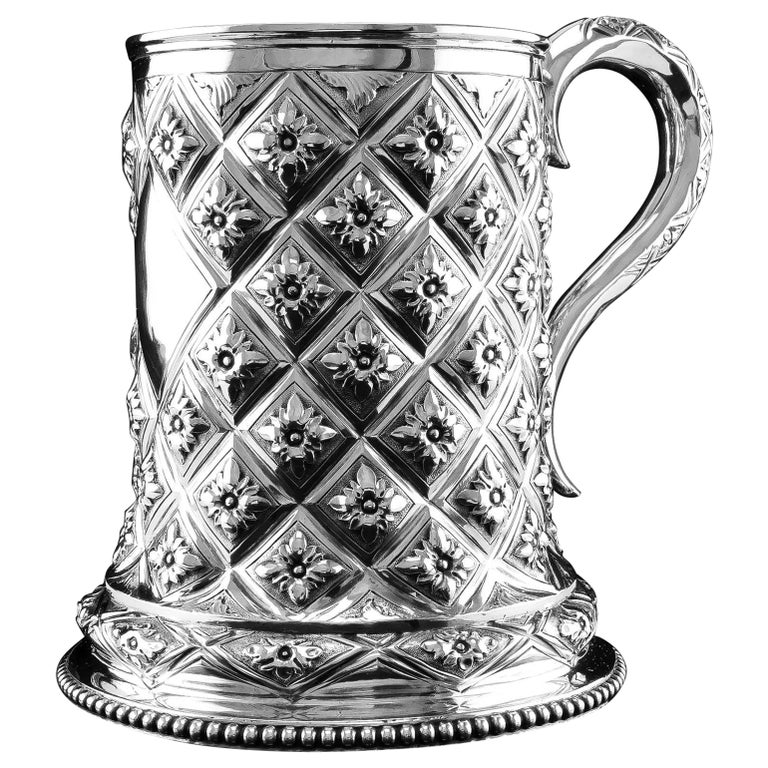 Very Large Antique Victorian Solid Silver Tankard - Daniel and Charles ...