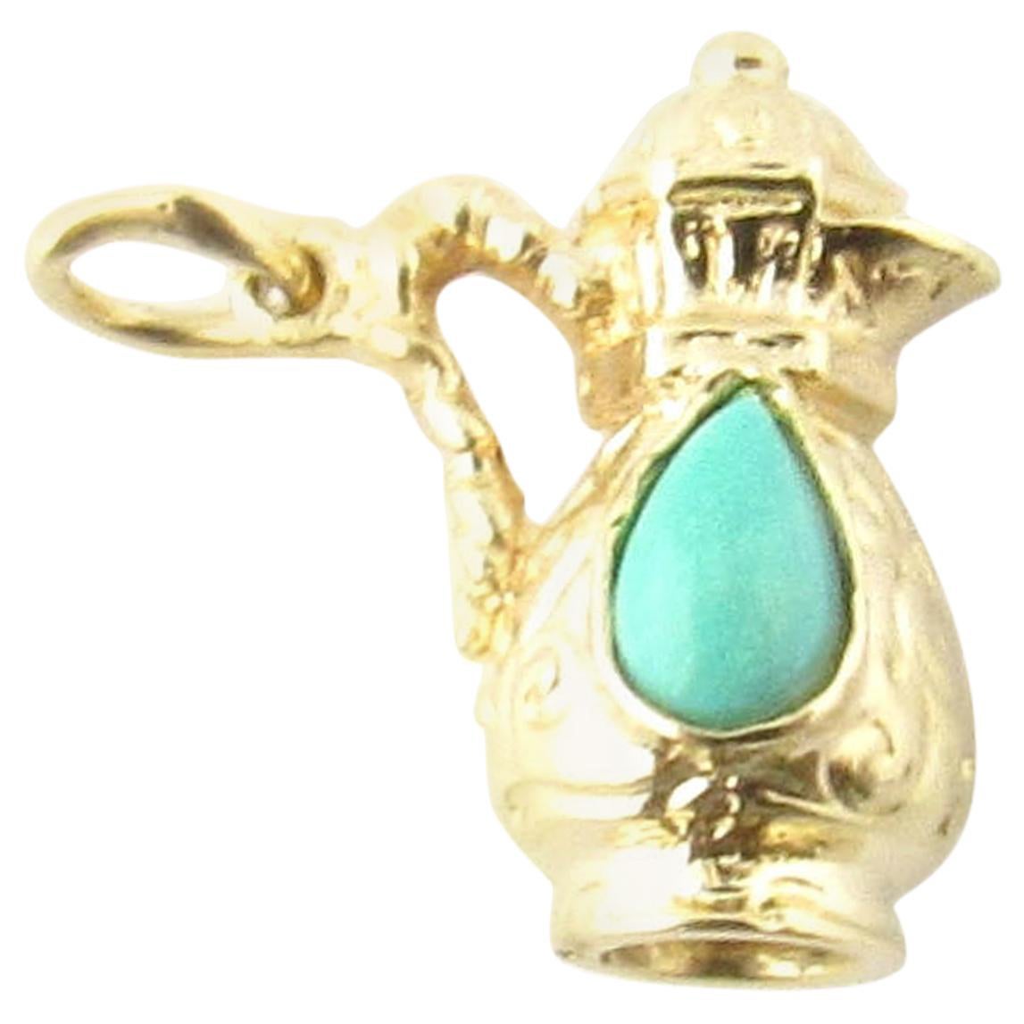 Coral and Turquoise Yellow Gold Musical Victrola Charm at 1stDibs