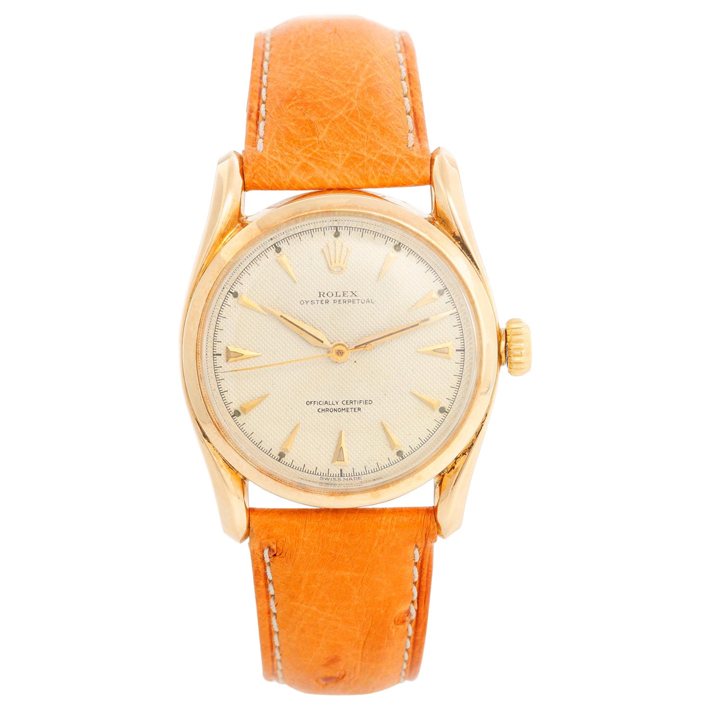 ROLEX Pink Gold Midsize Oyster Perpetual Date Ref 6624 at 1stDibs ...