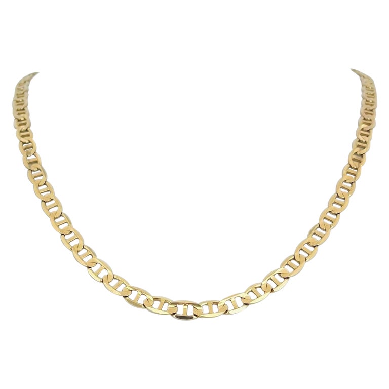14 Karat Yellow Gold Semi Solid Mariner Gucci Link Chain Necklace Italy ...