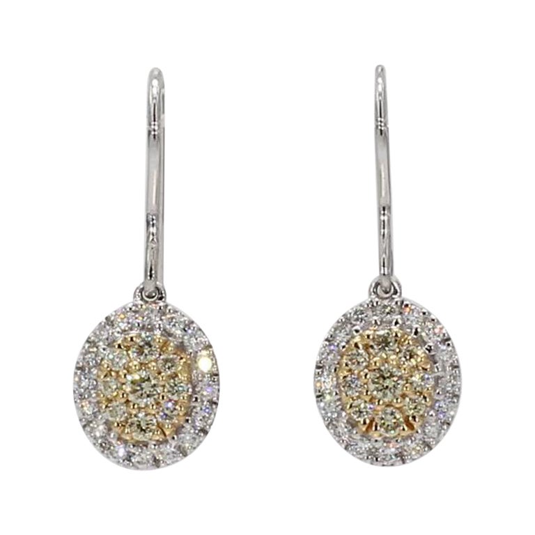 Natural Yellow Round and White Diamond .21 Carat TW Gold Cluster ...