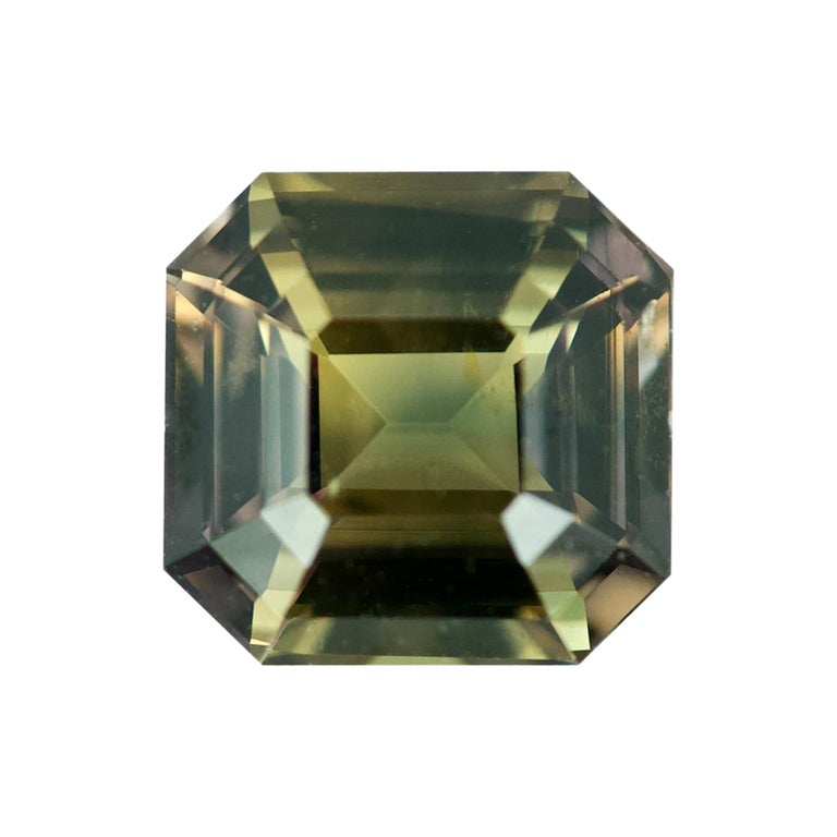 Olive Green Sapphire 2.07 ct Square Emerald Cut Natural Unheated, Loose ...