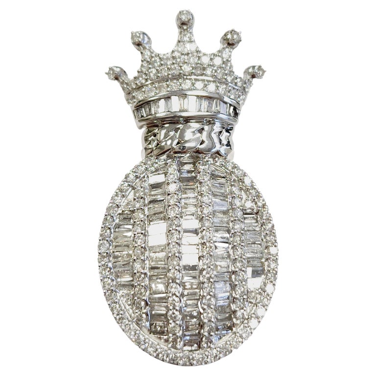 2 Carat Diamond Pineapple Shape Pendant 14 Karat White Gold For Sale at ...