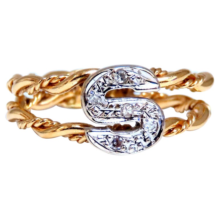 .05ct Diamonds Initial S Ring 14kt For Sale at 1stDibs