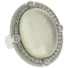 Ivanka Trump Mother of Pearl Crystal Enamel Diamond Gold Ring at 1stDibs