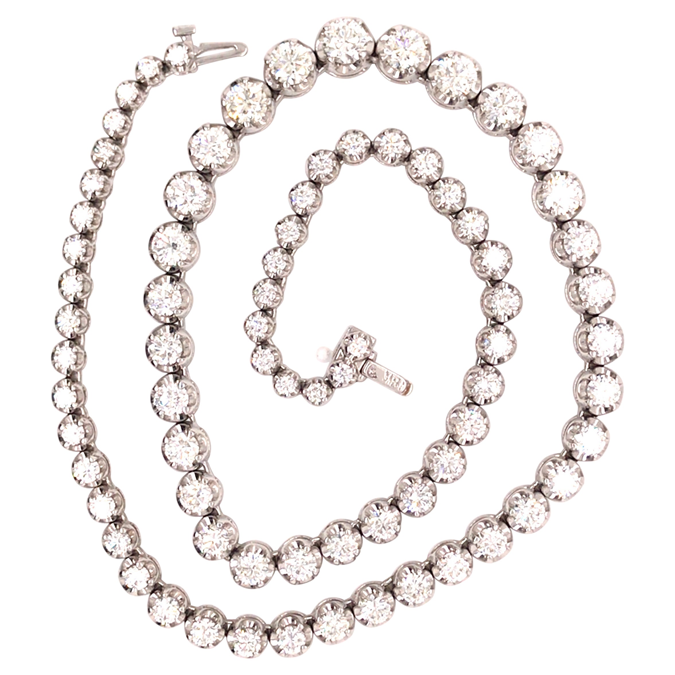 Graduated .30ct Yellow Gold Mesh Diamond Necklace at 1stDibs