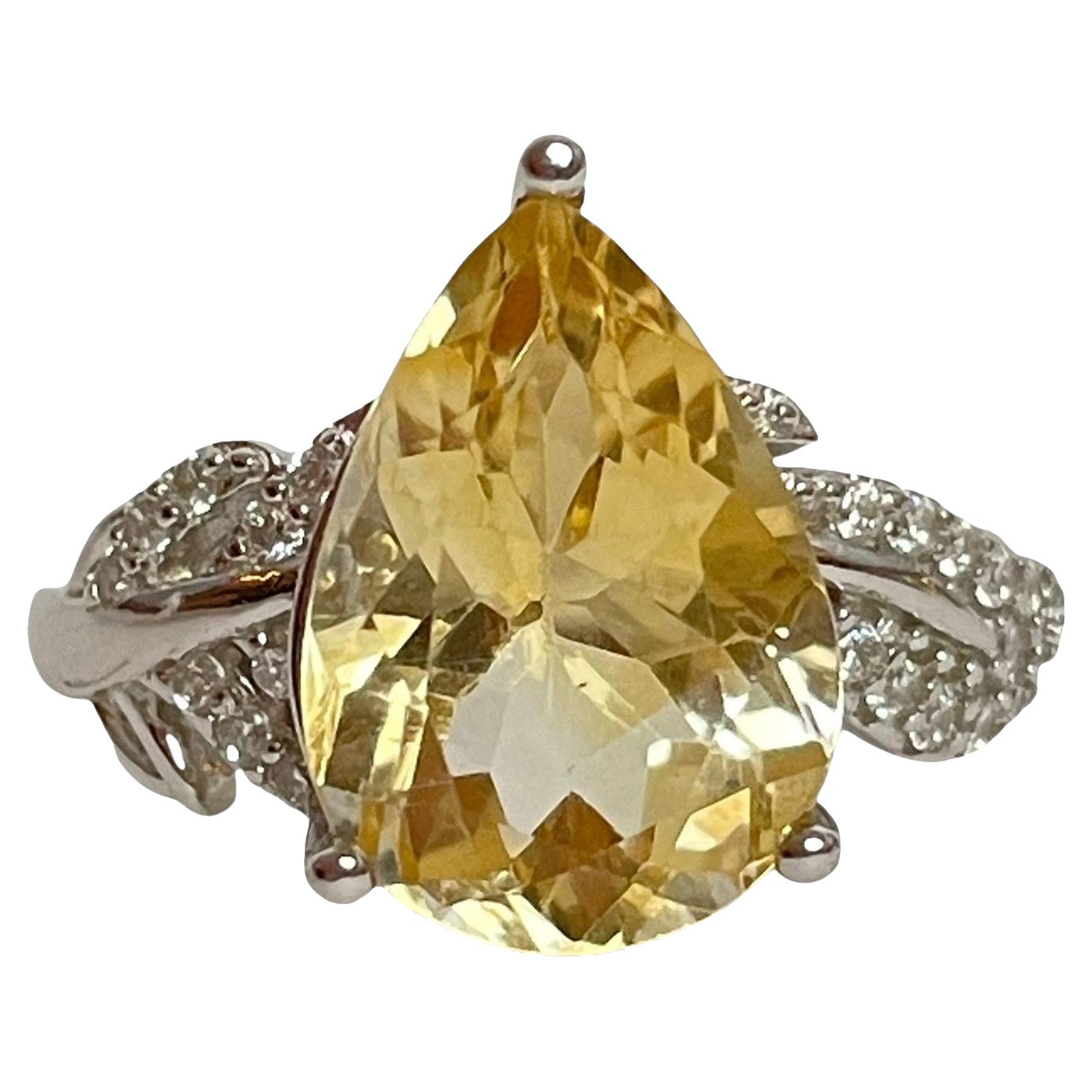 New Pear Cut Citrine 925 Sterling Silver Ring at 1stDibs