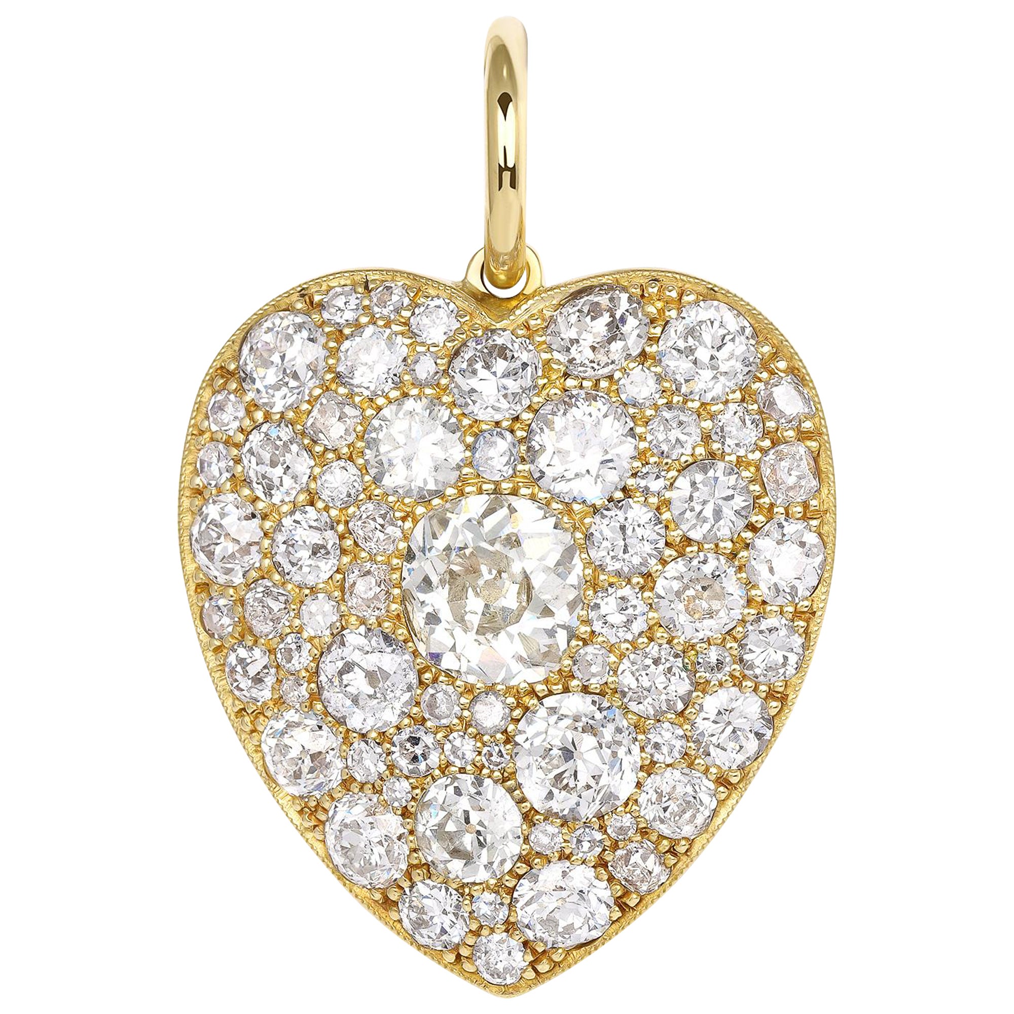 Handcrafted Minnie Rose Cut Diamond Heart Shaped Pendant by Single ...